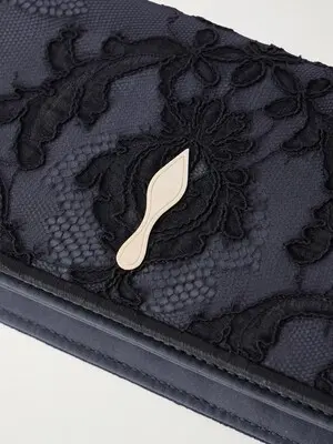 CHRISTIAN LOUBOUTIN Bettina Lace-trimmed Satin Clutch - Black