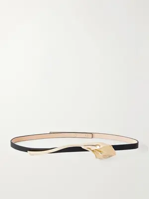 Carolina Herrera Calla Lily Embellished Leather Belt - Black