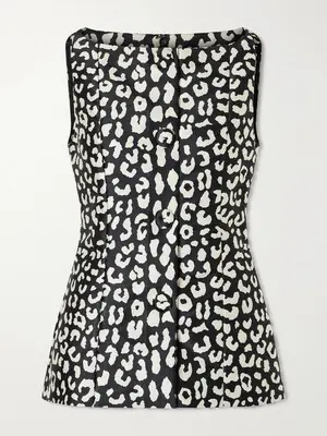 Carolina Herrera Leopard-patterned Jacquard Blouse - Black