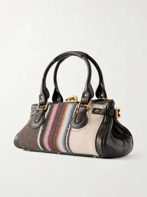 Chloé Paddington Leather-trimmed Striped Tweed Shoulder Bag