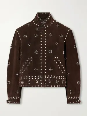 BODE Howard Studded Suede Jacket - Brown
