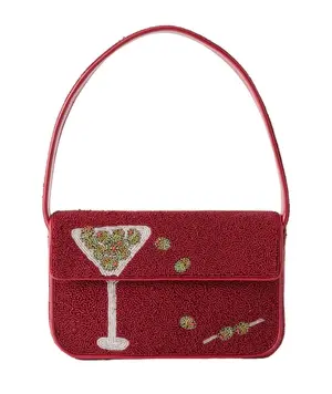 Staud Tommy Bead-embellished Shoulder Bag - Red
