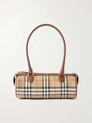 Burberry Barrel Mini Checked Coated-canvas Shoulder Bag - Beige
