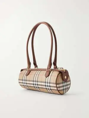 Burberry Barrel Mini Checked Coated-canvas Shoulder Bag - Beige