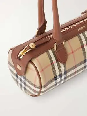 Burberry Barrel Mini Checked Coated-canvas Shoulder Bag - Beige
