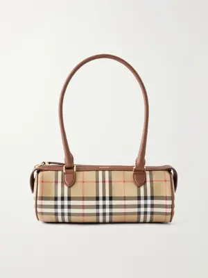 Burberry Barrel Mini Checked Coated-canvas Shoulder Bag Neutrals