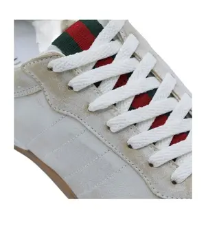 Gucci Distressed Effect Lace-up Sneakers - Gray