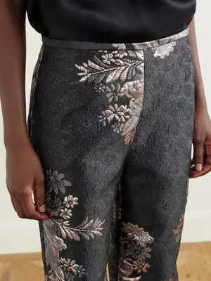 Anna Sui Plush-trimmed Arcadia Brocade Flared Pants