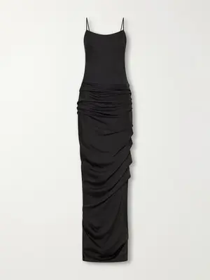 MARMAR HALIM Draped Satin Gown - Black