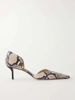 Victoria Beckham Angle D'orsay 55 Snake-effect Leather Pumps - Snake Print
