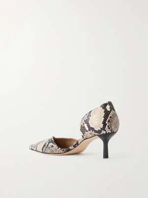 Victoria Beckham Angle D'orsay 55 Snake-effect Leather Pumps - Snake Print