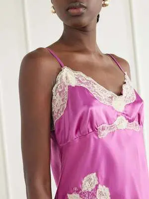 Anna Sui Lace-trimmed Satin Cami