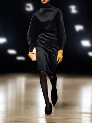 Khaite Harlin Draped Ramie-blend Satin Knee-length Dress