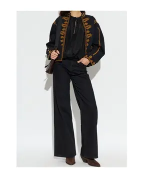 Isabel Marant Étoile Embroidered Zipup Cropped Jacket