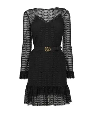 Gucci Jacquardmesh Longsleeve Mini Dress