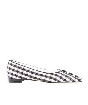 Manolo Blahnik Alexa Gingham Flat Pumps