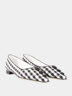 Manolo Blahnik Alexa Gingham Flat Pumps