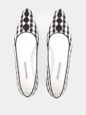 Manolo Blahnik Alexa Gingham Flat Pumps