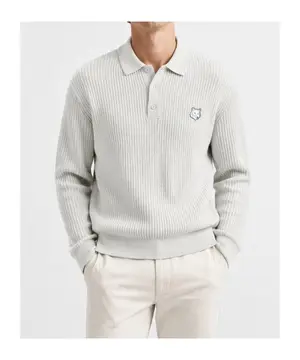 Maison Kitsuné Long-sleeved Knit Polo Shirt