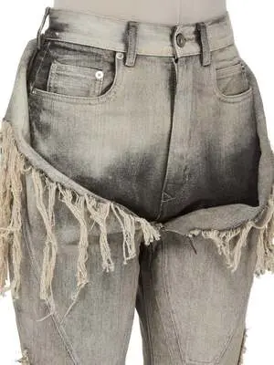 Rick Owens Fringe-trimmed Bootcut Jeans - Mineral