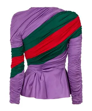 Gucci Colourblock Twisted Draped Peplum Top