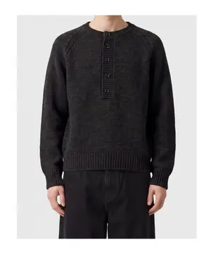 Our Legacy Shore Henley Knitted Sweater - Charcoal Gray