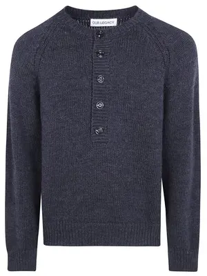 Our Legacy Shore Henley Knitted Sweater - Charcoal Gray