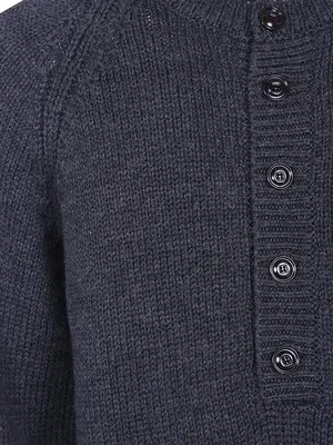 Our Legacy Shore Henley Knitted Sweater - Charcoal Gray