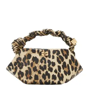 GANNI Leopard Print Handbag - Black