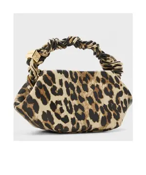 GANNI Leopard Print Handbag - Black
