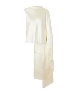 SELF-PORTRAIT Asymmetrical Patchwork Top With Tassel Trim