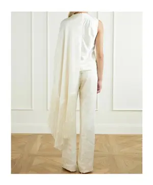 SELF-PORTRAIT Asymmetrical Patchwork Top With Tassel Trim