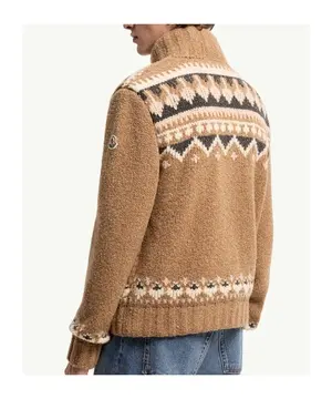 Moncler Geometric Bouclé Down Cardigan