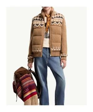 Moncler Geometric Bouclé Down Cardigan