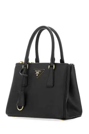 Prada Leather Mini Galleria Handbag - Black