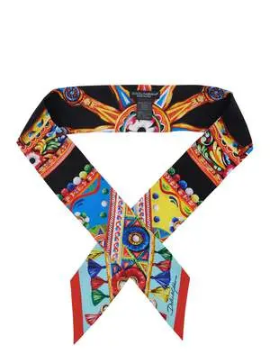 Dolce & Gabbana Scarf With All-over Carretto Print In Silk For - Multicolor