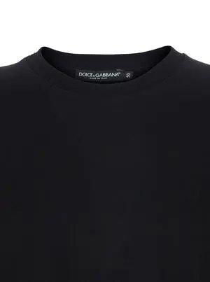 Dolce & Gabbana Crew Neck T-shirt With Back Logo Patch In Cotton