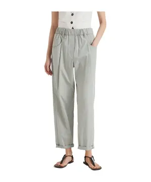 Brunello Cucinelli Straight-leg Cotton Trousers - Medium Gray