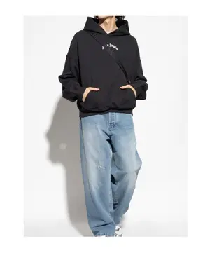 Palm Angels Back Curved Logo Loose Hoodie