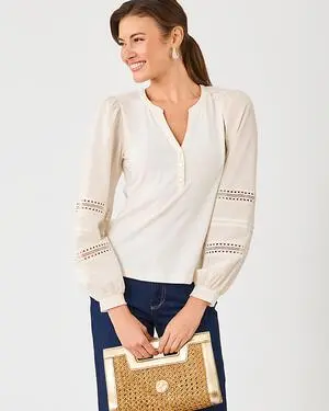 Lilly Pulitzer® Ronson Long Sleeve Knit Top Coconut