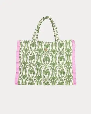 Lilly Pulitzer® Ruffle Tote In Printed Canvas - Coconut