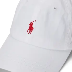 Ralph Lauren The Iconic Cotton Chino Ball Cap - White/red