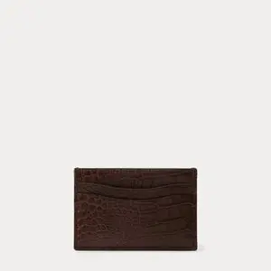 Ralph Lauren Alligator Card Case - Chocolate