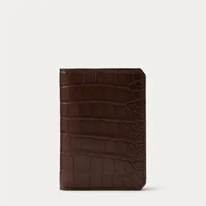 Ralph Lauren Alligator Folded Card Case - Chocolate