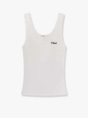 Chloé Ribbed Cotton Tank Top - White