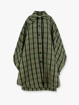 Chloé Madras Wool Cape Coat