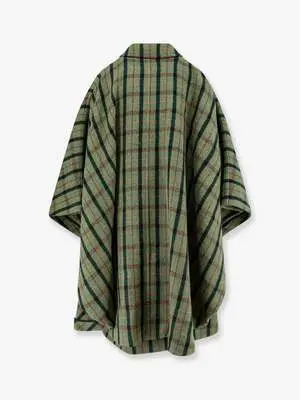 Chloé Madras Wool Cape Coat