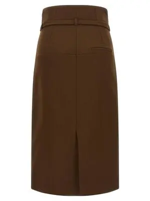 AMI Paris Sheath Skirt - Brown