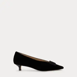 Ralph Lauren Francesca Bow-trim Velvet Pump - Black