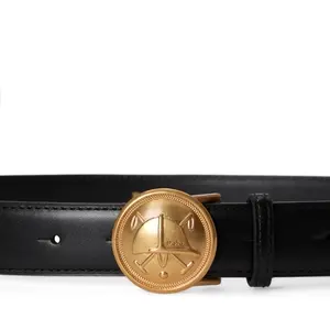 Ralph Lauren Crest Plaque-buckle Leather Belt - Black